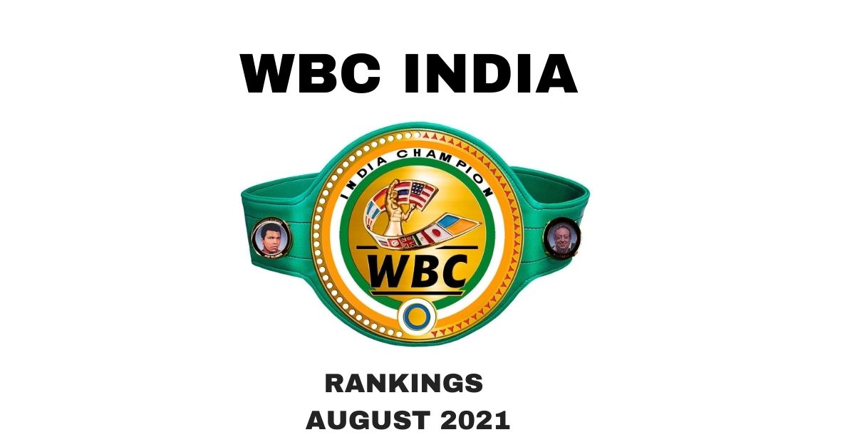 WBC India Rankings - August 2021 (Men)